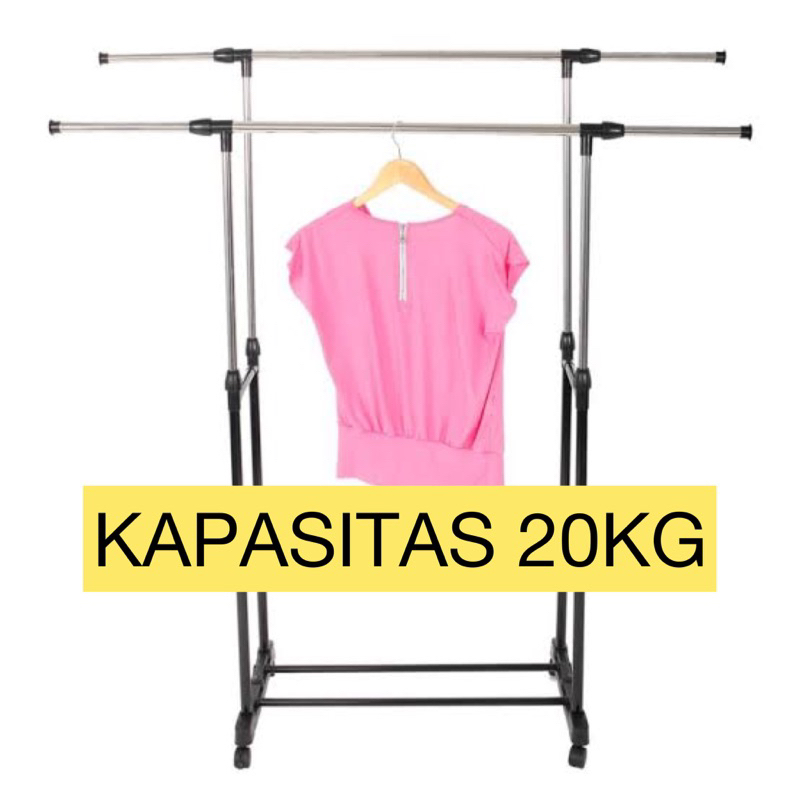 Jual DOUBLE ROD RACK SERBAGUNA JEMURAN RAK BAJU GANTUNG DISPLAY STAND ...