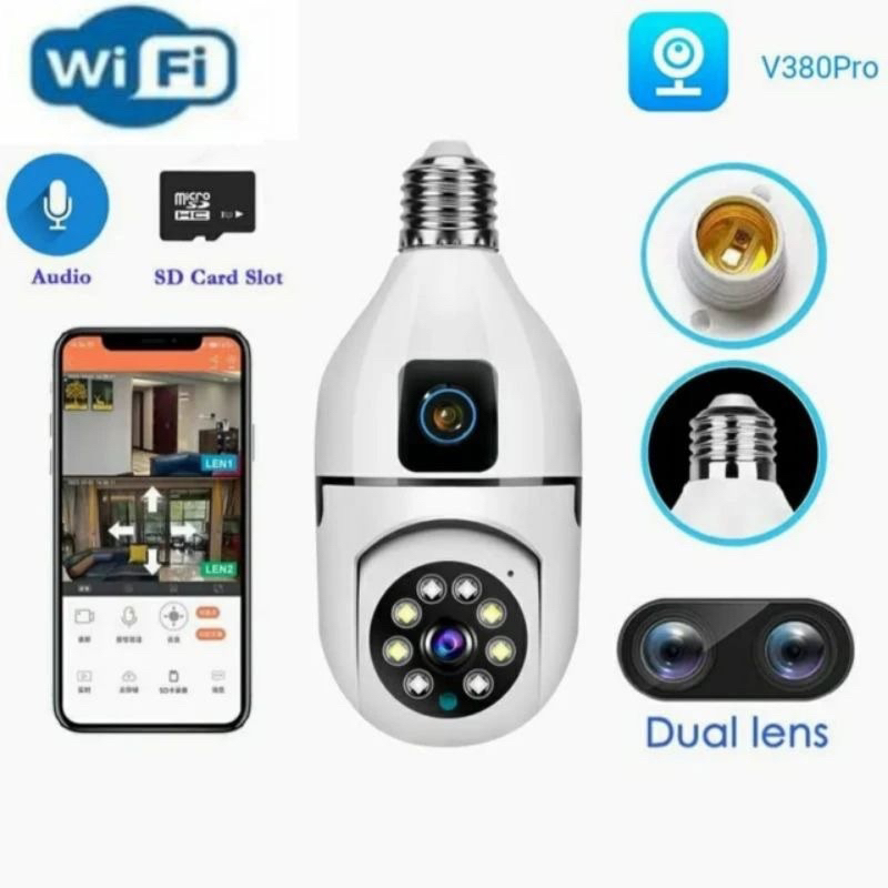Jual Cctv Bohlam Wifi 2 Lensa Full HD 1080P*920P Smart IP Cam Kamera ...