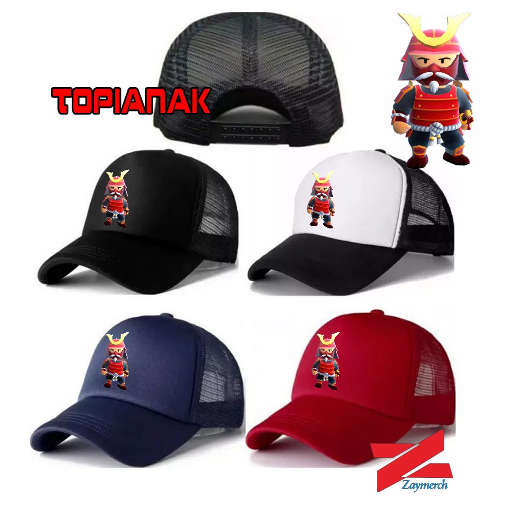 Jual topi anak samurai stumble guys karakter topi tracker anak topi ...