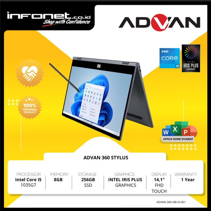 Jual ADVAN 360 STYLUS i5 1035G7 8GB 256GB 14.1 FHD TOUCH W11 | Shopee ...