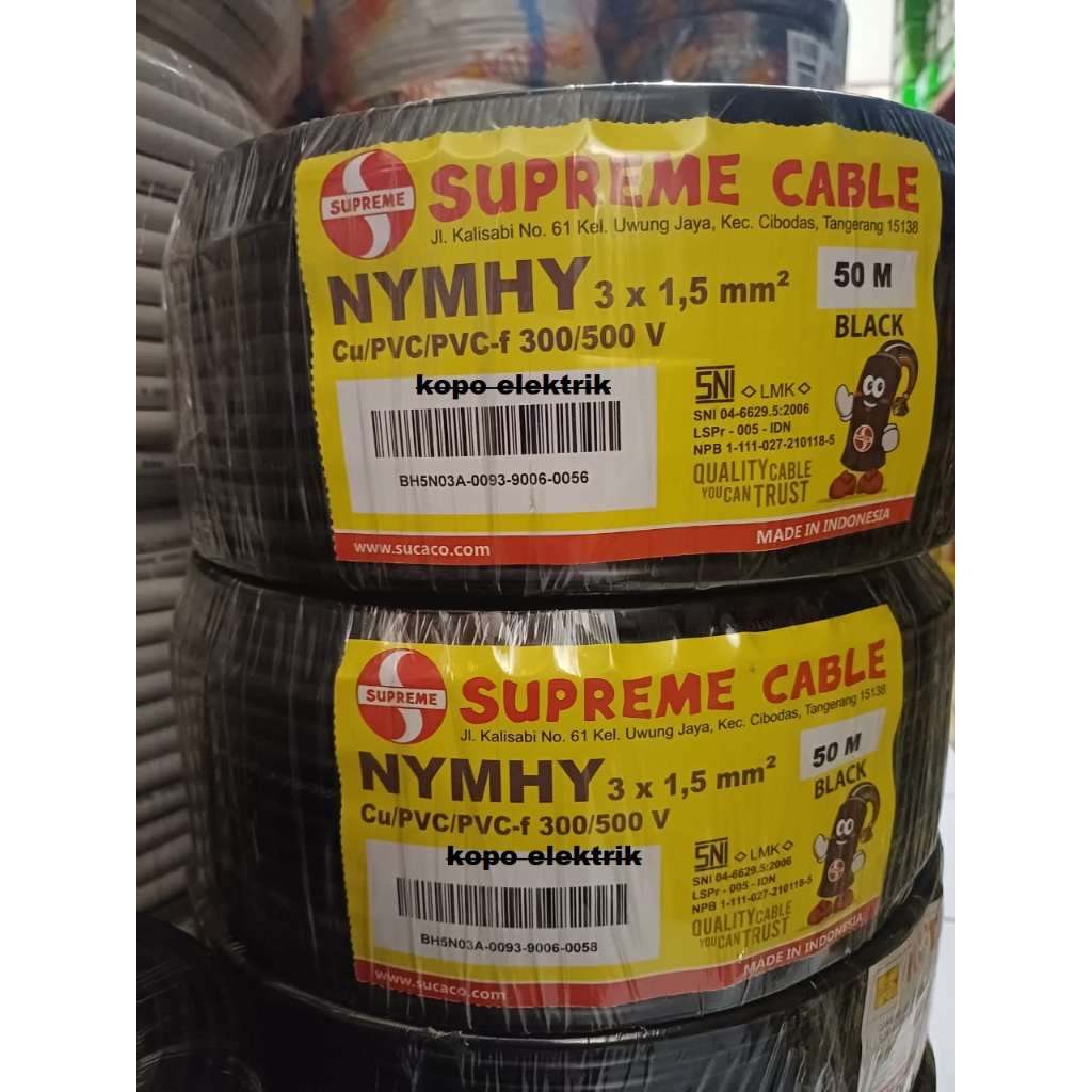 Jual Kabel Supreme NYMHY 3x1.5 Serabut Hitam Meteran | Shopee Indonesia