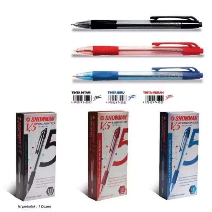 Jual Snowman Pulpen V5 0.7mm Pena Ballpoint Warna Merah | Shopee Indonesia