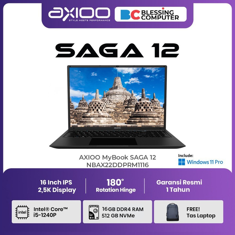 Jual AXIOO MyBook SAGA 12 Core i5 1240P 16GB 512GB Win 11 Pro Grey ...