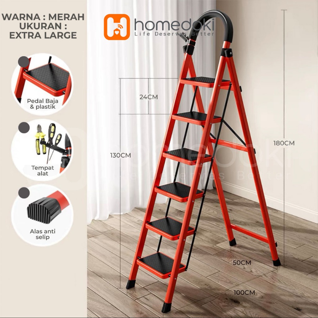 Jual Homedoki Tangga Rumah Lipat Tangga Besi Lipat 3/4 Step Household ...