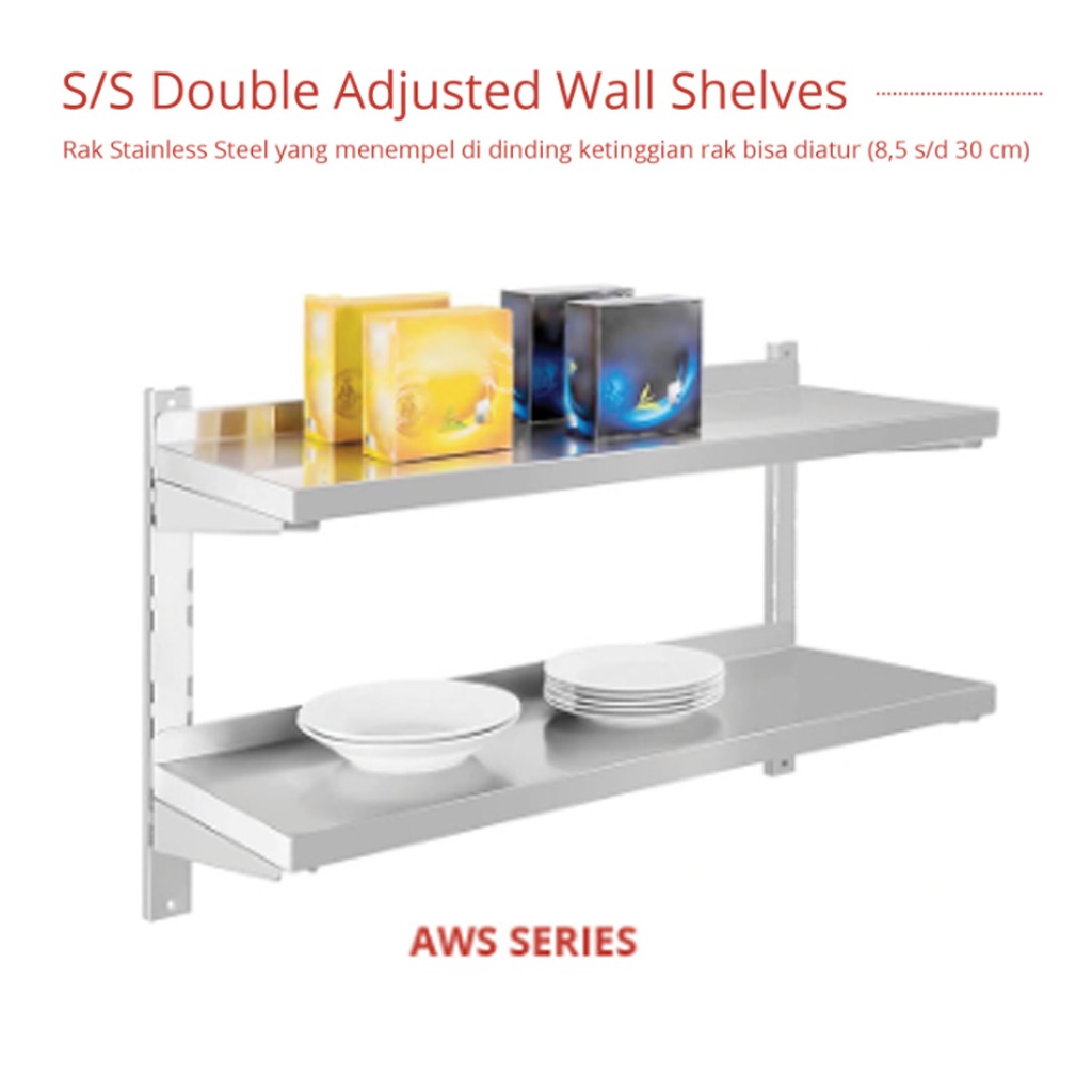 Jual GETRA AWS-120 SS DOUBLE ADJUSTABLE WALL SHELF / RAK DINDING ...
