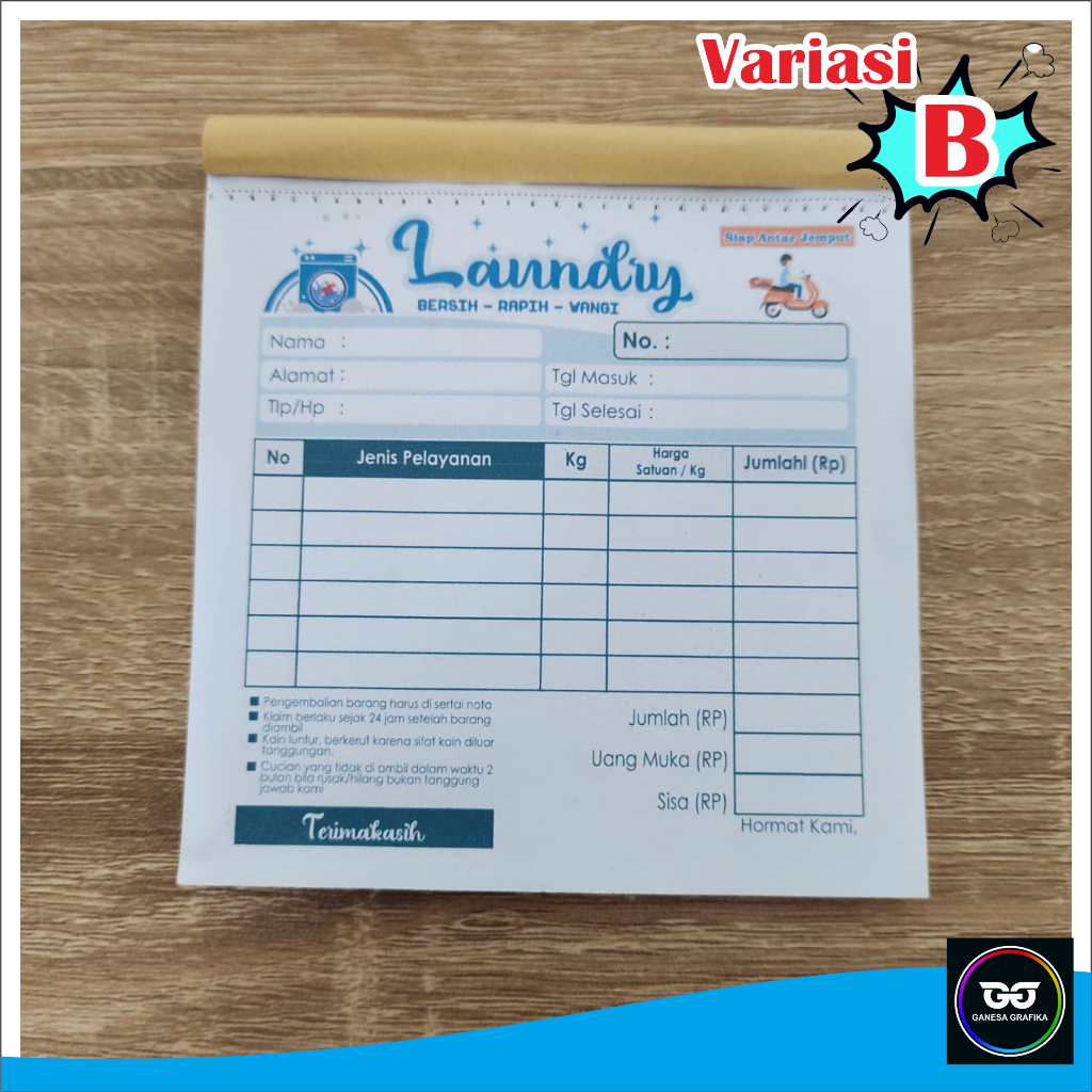 Jual nota laundry mini 1 ply ukuran 1/6 polio buku nota londry | Shopee ...