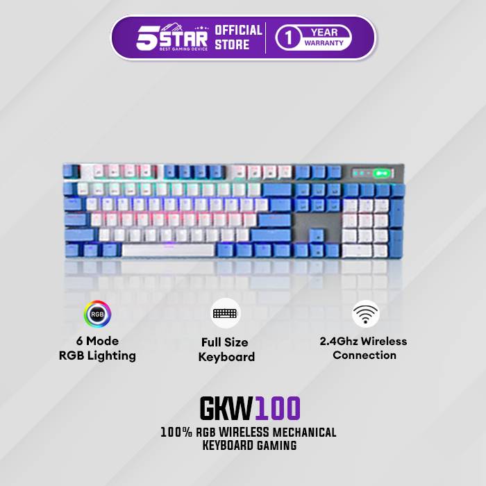 Jual 5Star GKW100 Mechanical Keyboard Blue Switch 104 Keys RGB ...