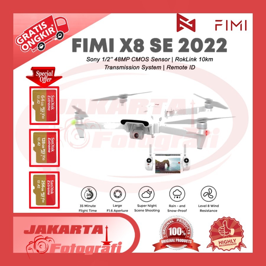 Jual FIMI X8SE 2022 V2 Combo X8 SE DRONE RC 10KM 48MP 4K 3-Axis Gimbal Camera GPS | Shopee Indonesia