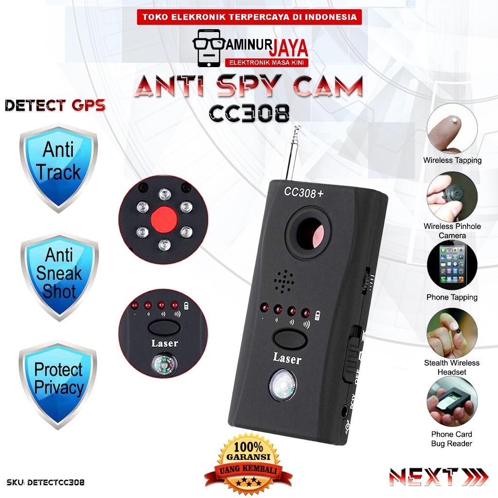 Jual RF Bug Signal Detecto CC308 Alat Pelacak Spy Cam GPS Tracker Multi Detector Spy Camera ...