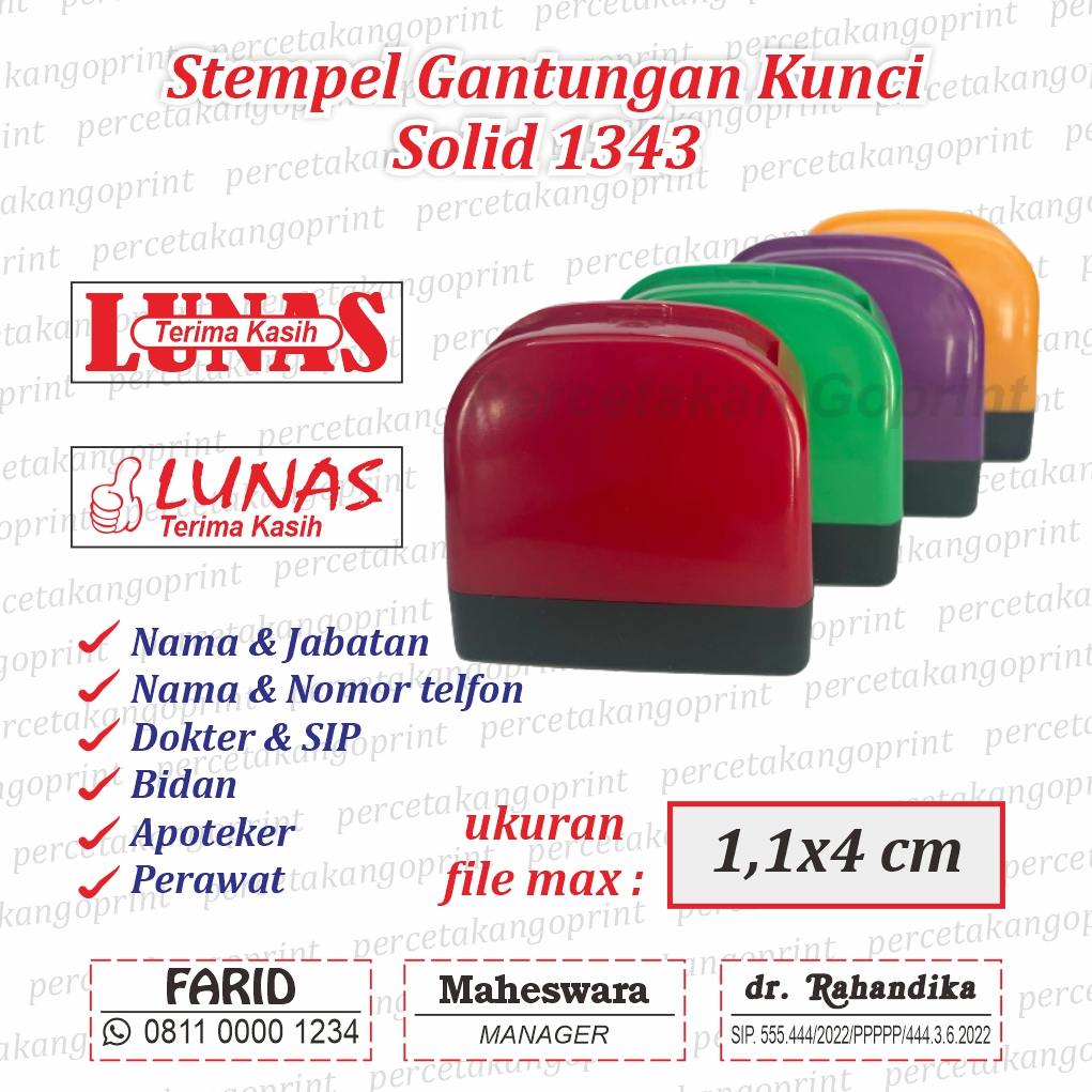 Jual Stempel nama ganci 1343 Dokter SIP NIP bidan perawat apoteker jabatan nomor hp lunas ...