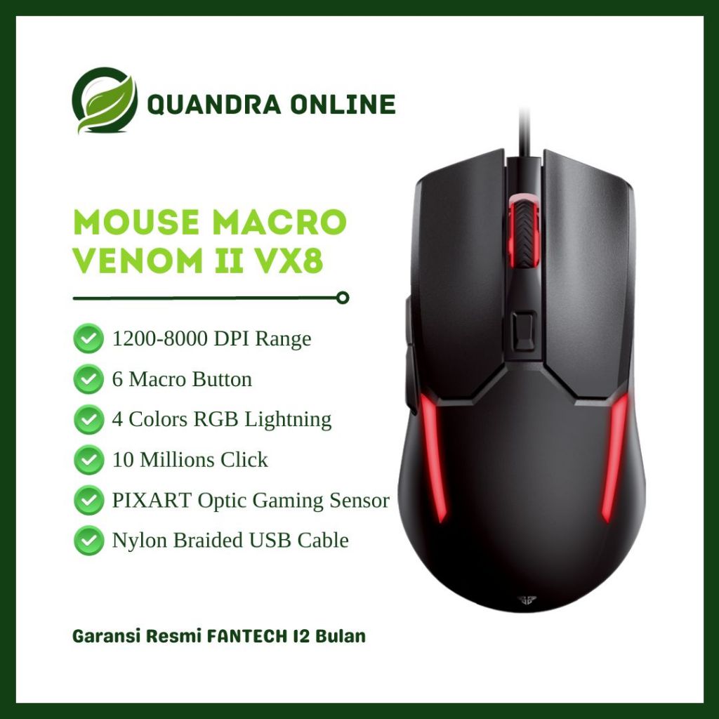 Jual Fantech Mouse Gaming Macro RGB Venom II VX8 | Shopee Indonesia