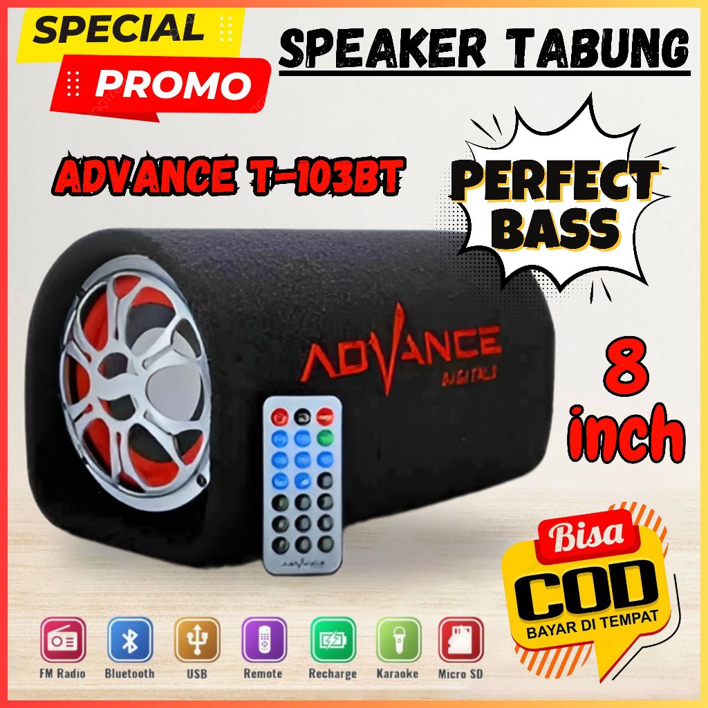 Jual Speaker Tabung Jumbo 8inch ADVANCE T-103BT Best Seller Speaker ...