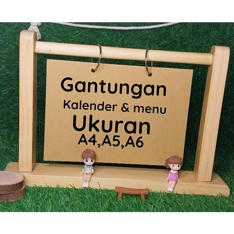 Jual gantungan kalender kayu landscape| stand menu nomor restoran murah ...