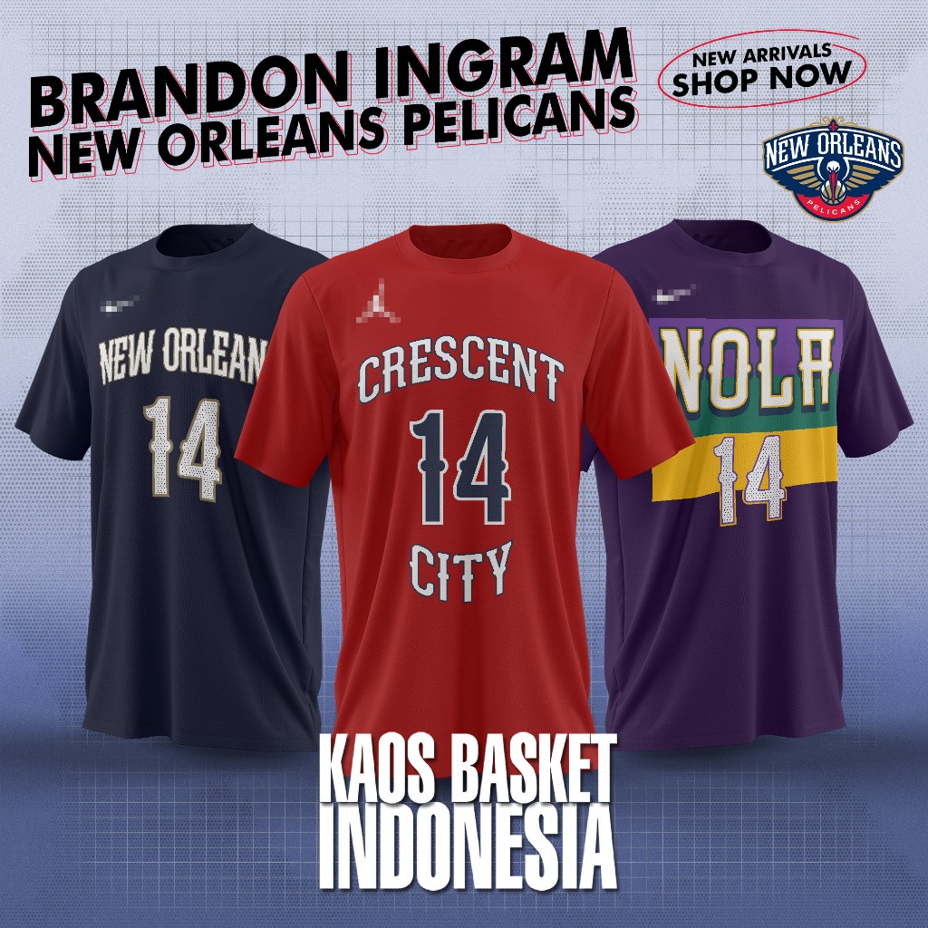 Jual Baju Basket Pria Wanita NBA T shirt basket Kaos New Orleans ...