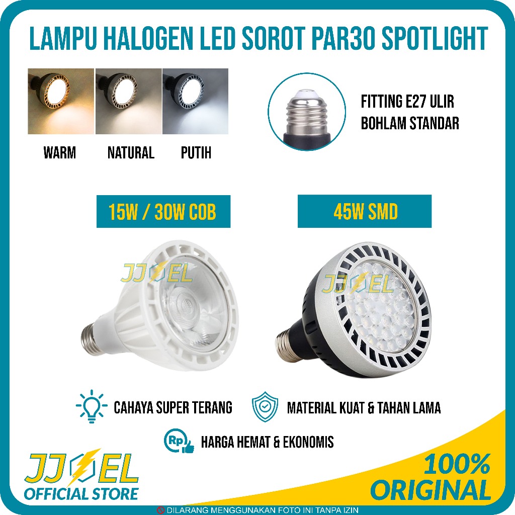 Jual Lampu Halogen LED Fitting E27 Sorot Spotlight PAR30 Spot 15W 30W 45W | Shopee Indonesia