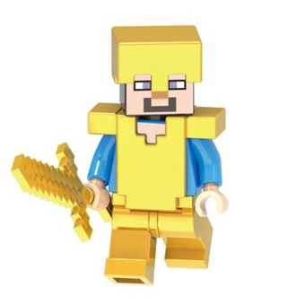 Jual Mainan Anak Mini figure Minecraft Steve Gold Armored | Shopee ...