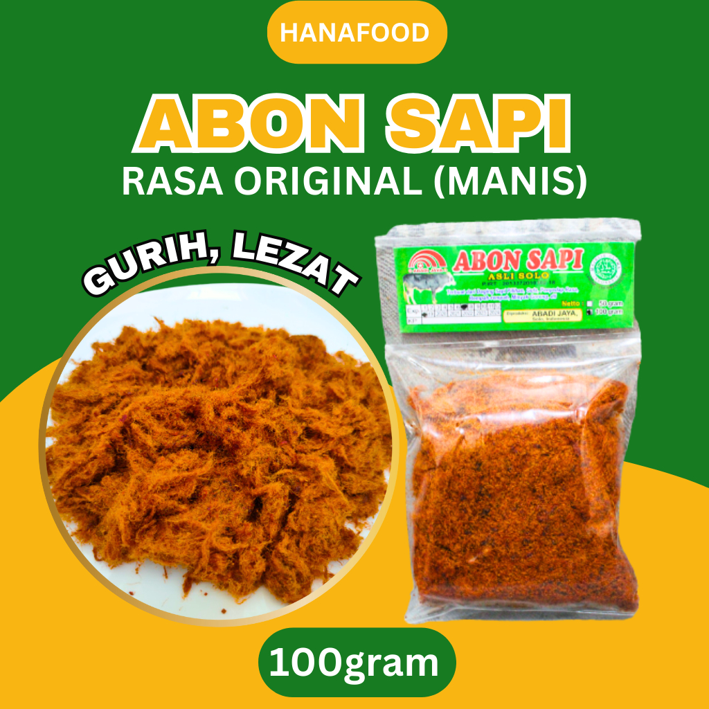 Jual ABON SAPI ASLI SOLO RASA ORIGINAL (MANIS) 100gram | Shopee Indonesia
