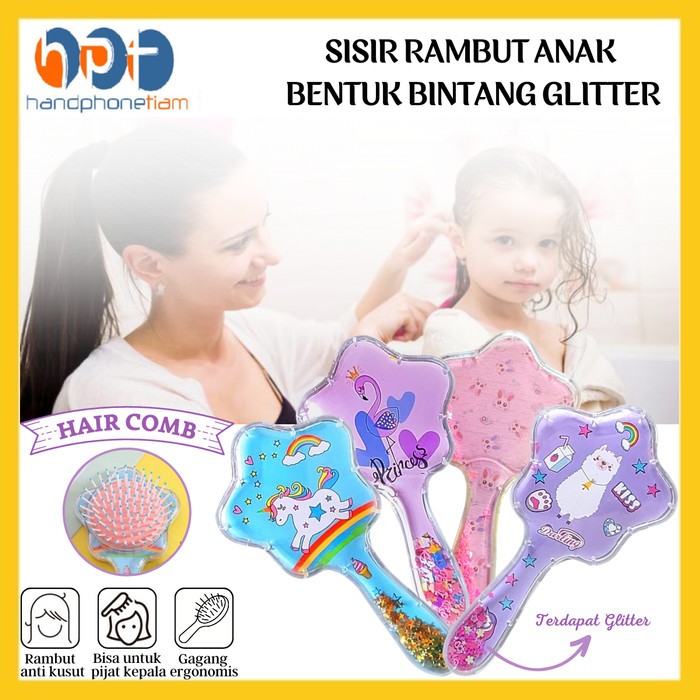 Jual Sisir Rambut Anak / Dewasa Bentuk Bintang Glitter Anti Kusut Hair ...
