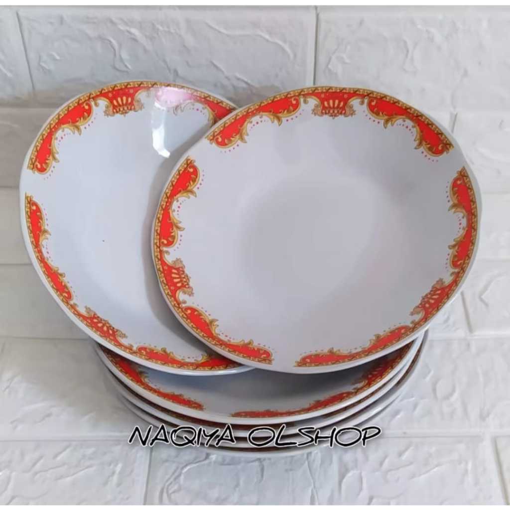 Jual 1 Lusin Piring Keramik Mahkota Hijau,Merah dan Coklat/ Piring ...