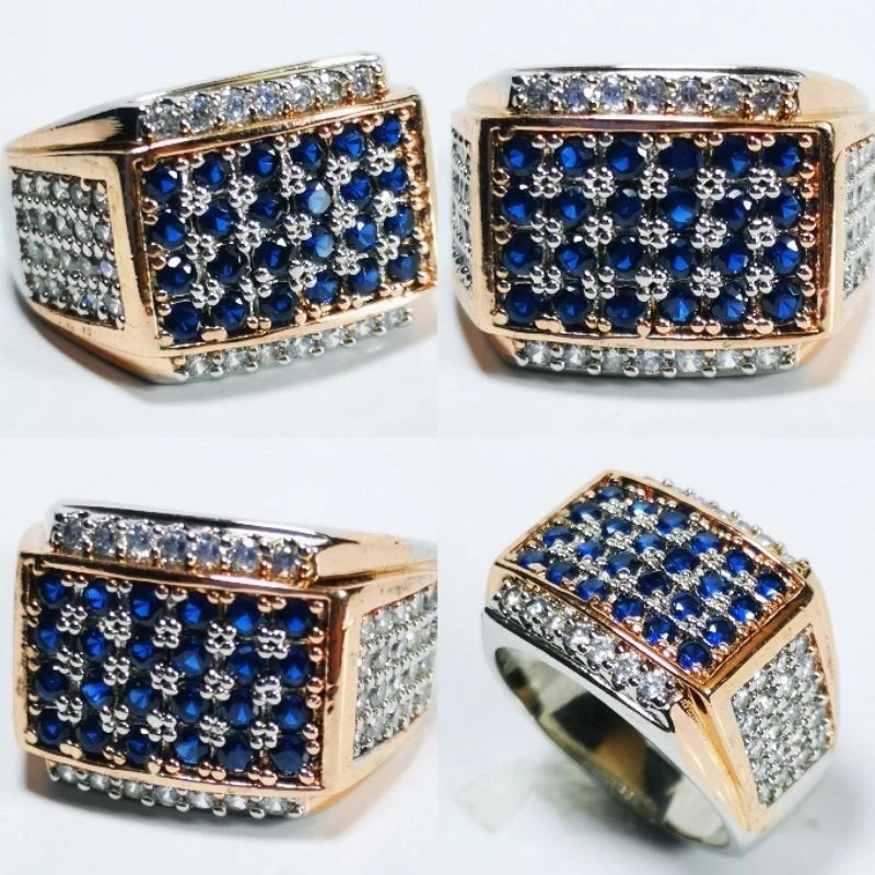 Jual Batu Permata asli Saphire tabur ring mewah kombinasi | Shopee ...