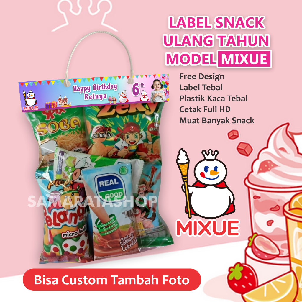 Jual Plastik Ulang Tahun Mixue Label Plastik Tasyakuran Aqiqah Tedhak ...