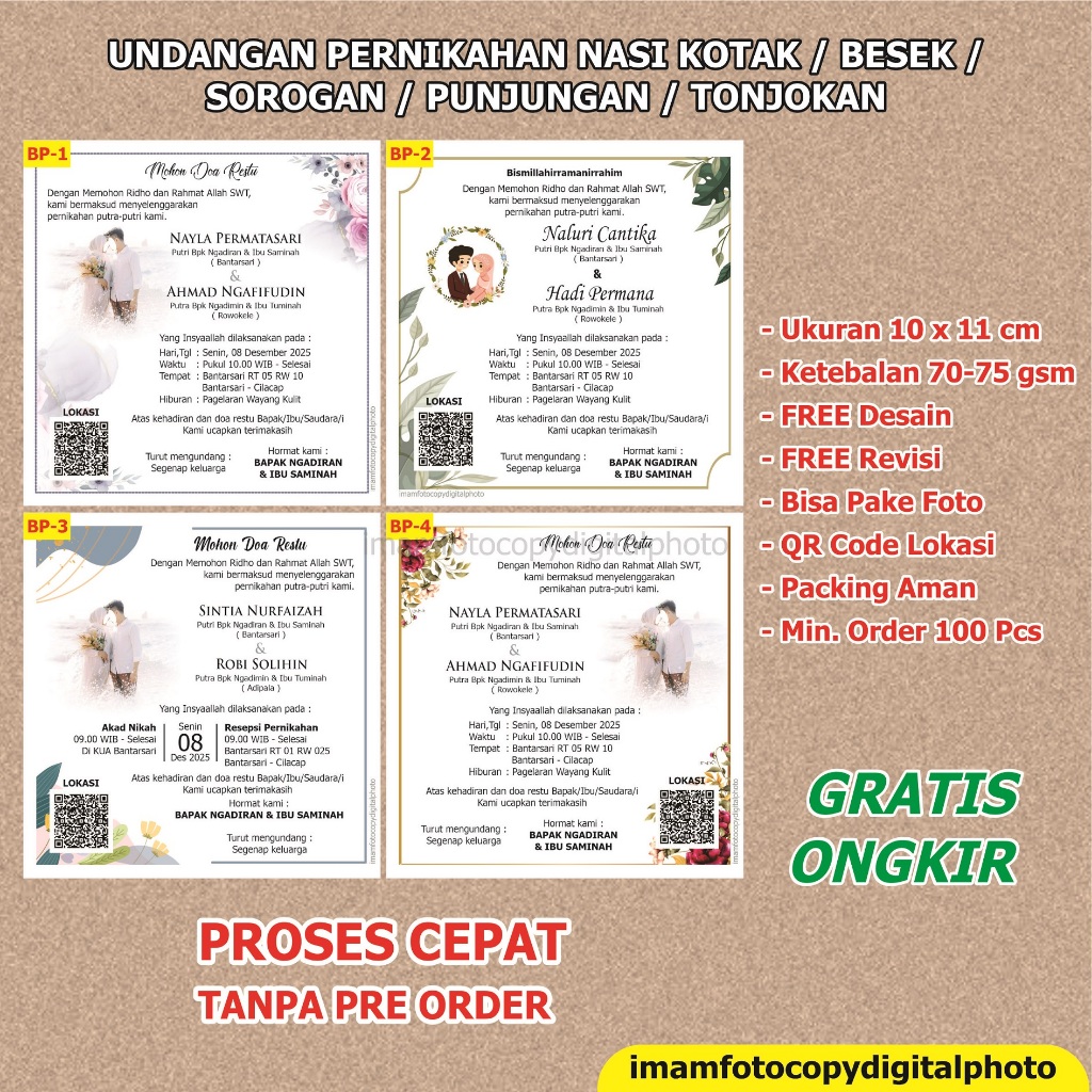Jual UNDANGAN PERNIKAHAN BESEK WARNA | UNDANGAN NASI KOTAK BERWARNA ...