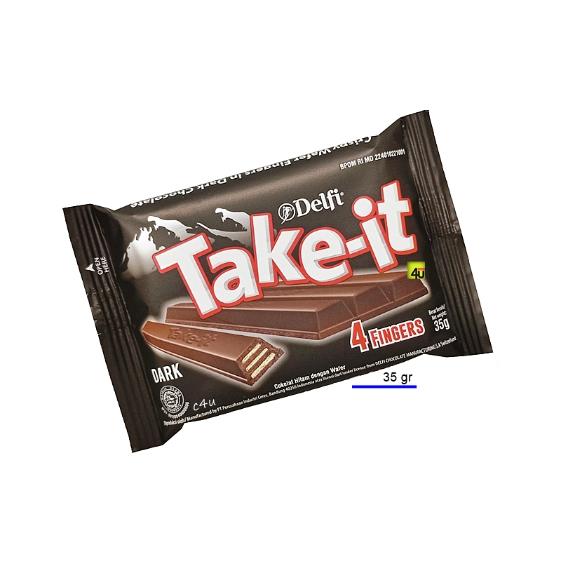 Jual DELFI TAKE IT 4 FINGERS DARK 35 GRAM 1 BOX ISI 10 | COKLAT WAFER ...