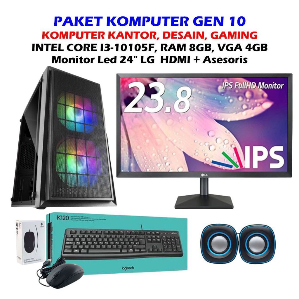 Jual CPU KOMPUTER KANTOR GEN 10 CORE i3-10105F - PAKET KOMPUTER GAMING ...