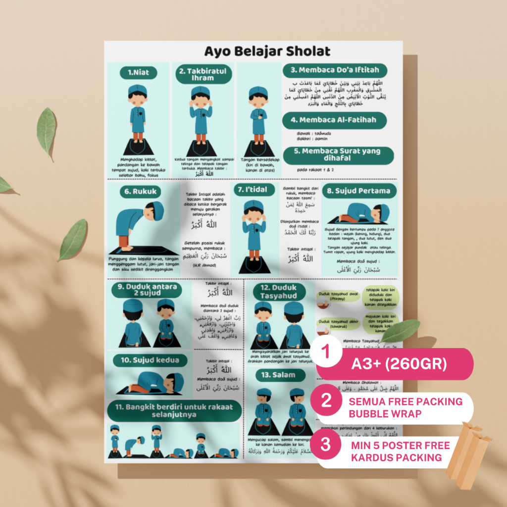 Jual Poster Belajar Tata Cara Sholat Anak-Anak/Paud/TK/SD/PE (Poster ...