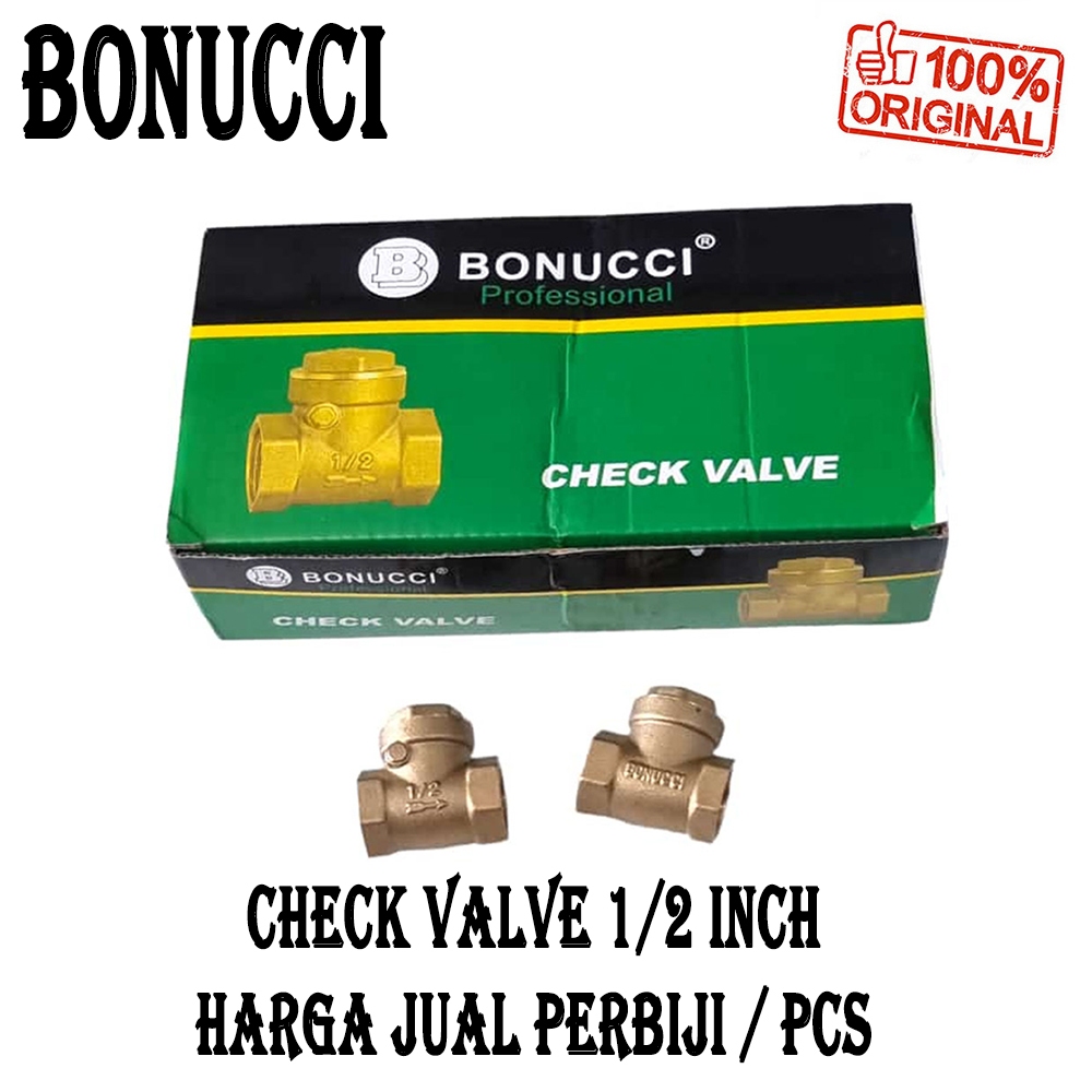 Jual Check Valve 1/2 Inch BONUCCI Klep Tabok Air Searah Neple Air ...