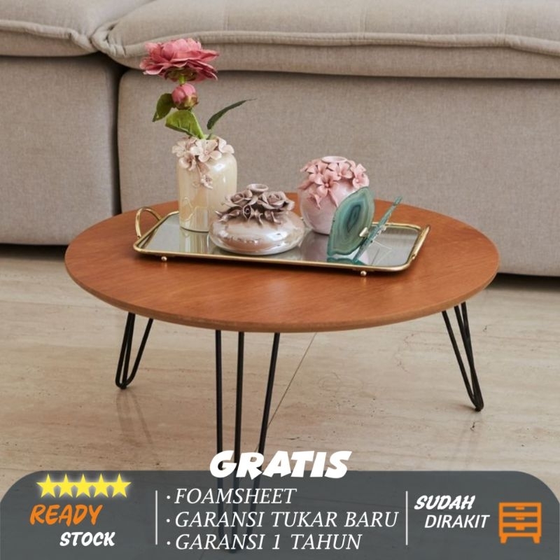 Jual Meja Tamu Bulat Minimalis 50cm Kaki Besi Meja Bulat Kaki Besi ...