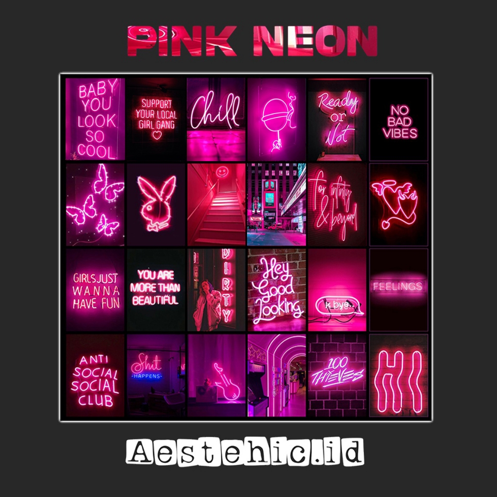 Jual (ISI 32PCS) Poster Dinding pink neon series dekorasi dinding kamar ...