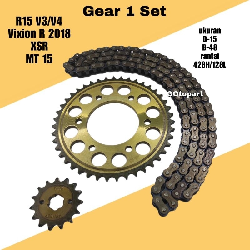 Jual Gearset R15 V3 V4 XSR MT 15 Vixion R gigi tarik rantai roda gear gir Gea R15 V3 model sss ...