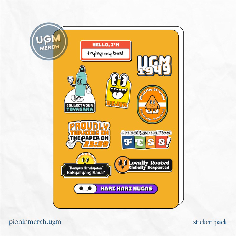 Jual Sticker Pack UGM Waterproof Retro Edition #1 (Size A5) | Shopee ...