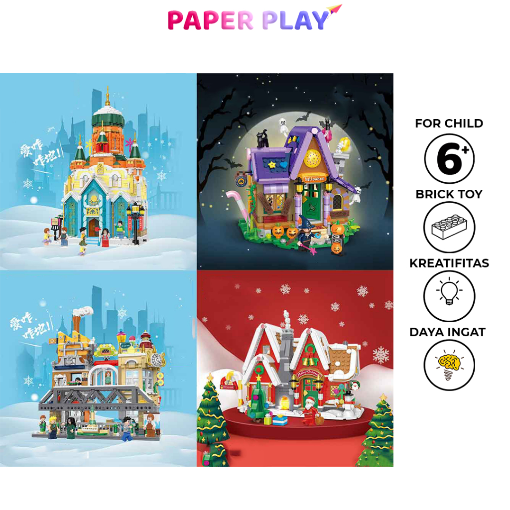 Jual PAPERPLAY Mainan Brick Balok Tema Bangunan Chinese / Nano Block Bangunan CHRISTMAS HOUSE ...