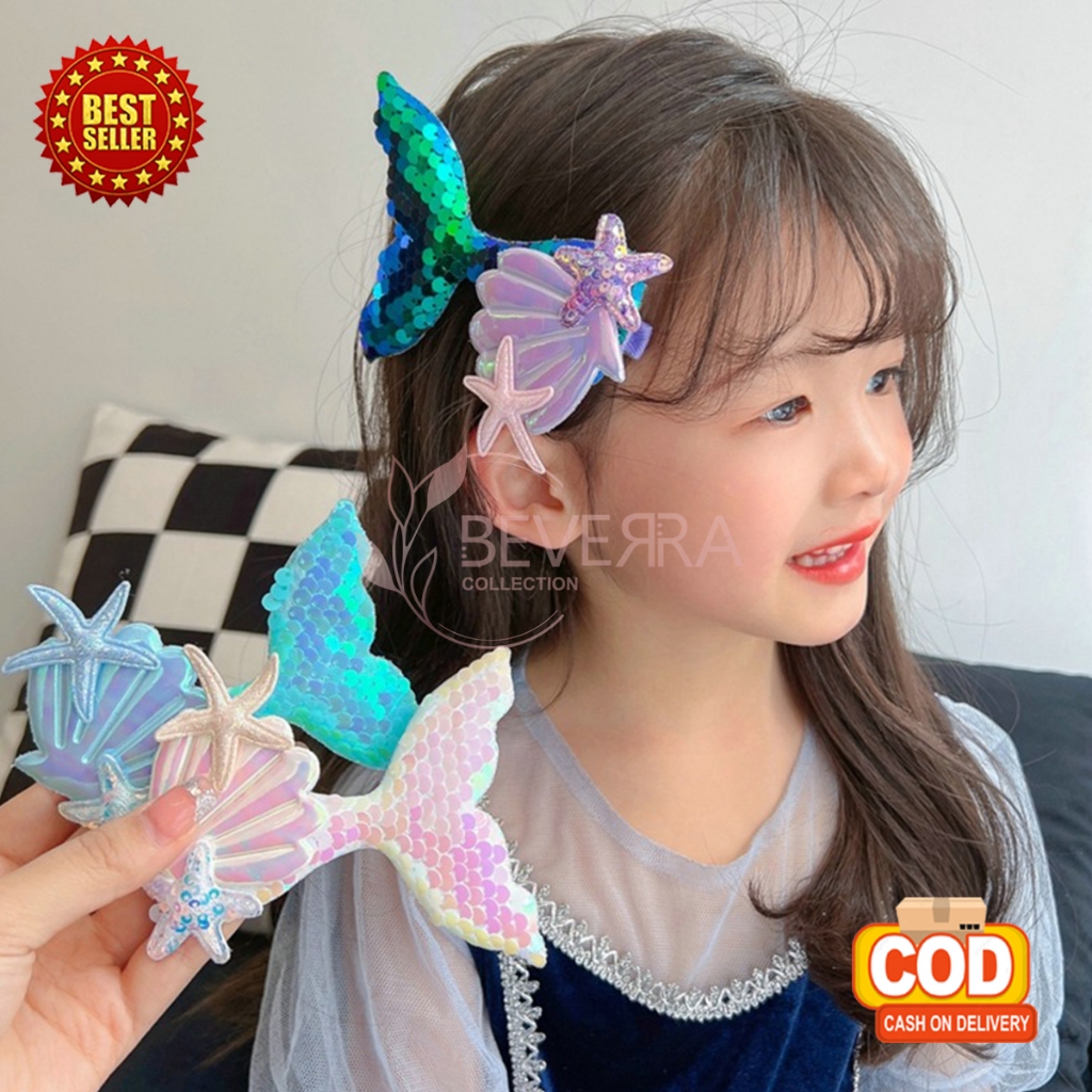 Jual Jepit Rambut Korea Anak Motif Mermaid Manik Sequin Gaya Korea ...