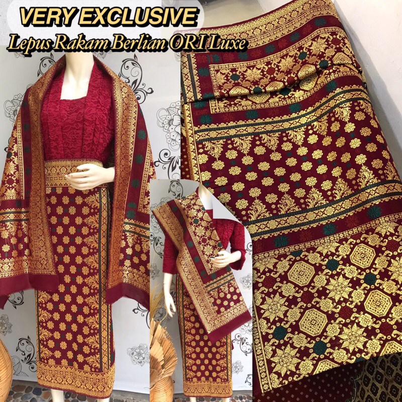 Jual Songket Lepus Rakam Berlian ORI Luxe Merah Maroon-Asli Tenun Tangan Palembang(Ilham Songket ...