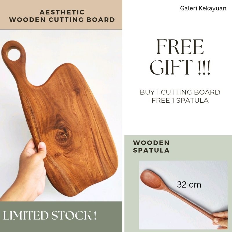 Jual Talenan Kayu Jati Aesthetic Model Pisau / Teak Wood Wooden Cutting ...