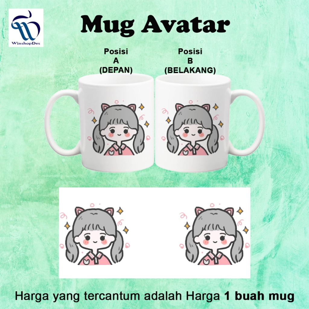 Jual MUG CUSTOM LUCU AVATAR / GELAS CUSTOM / MUG AVATAR (KARIKATUR ...