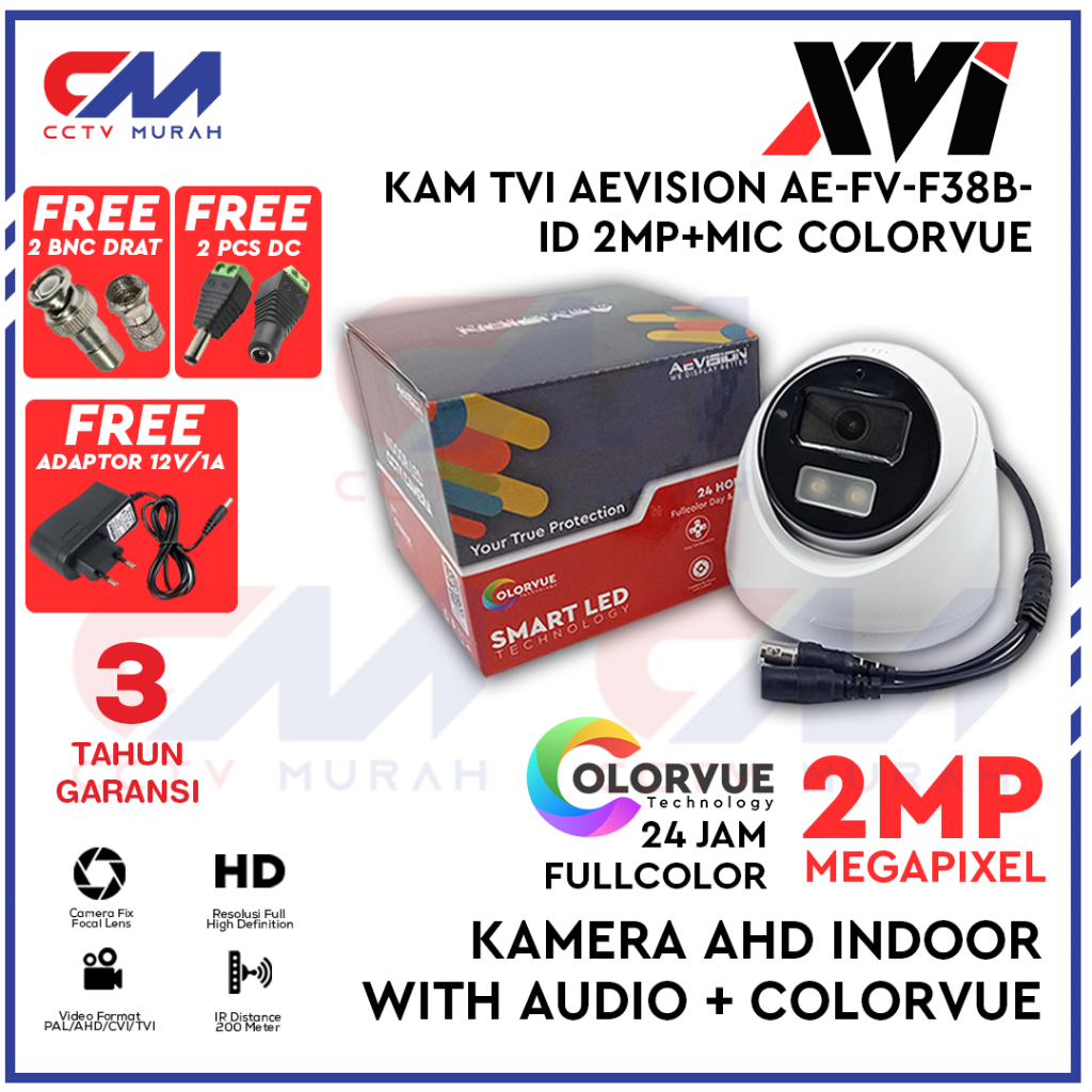 Jual Kamera CCTV Indoor Analog 2MP Full HD , Berwarna Siang & Malam ...