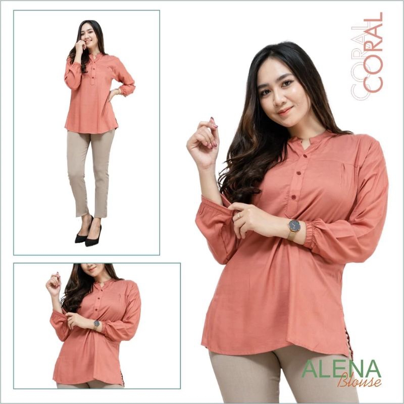 Jual Blouse Polos Premium Lengan Panjang Busui Friendly Lengan Kerut | Shopee Indonesia