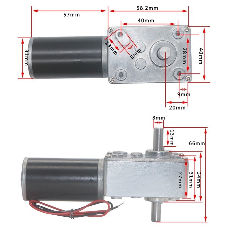 Jual High Torque Motor DC 5840-31ZYS 12V 10RPM 40RPM 160RPM Double ...