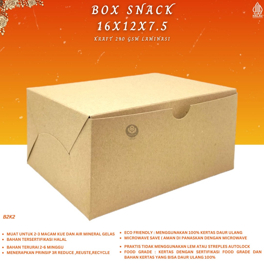 Jual Snack Box 16x12 Laminasi 290 Gsm (B2K2-16X12X7.5 Cm) | Shopee ...