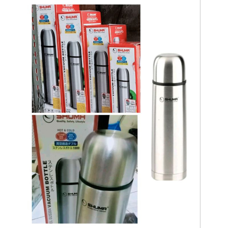 Jual BOTOL TERMOS AIR PANAS DAN DINGIN SHUMA/ SHUMA VACUUM FLASH UKURAN 350 ML,500 ML,750 ML ...