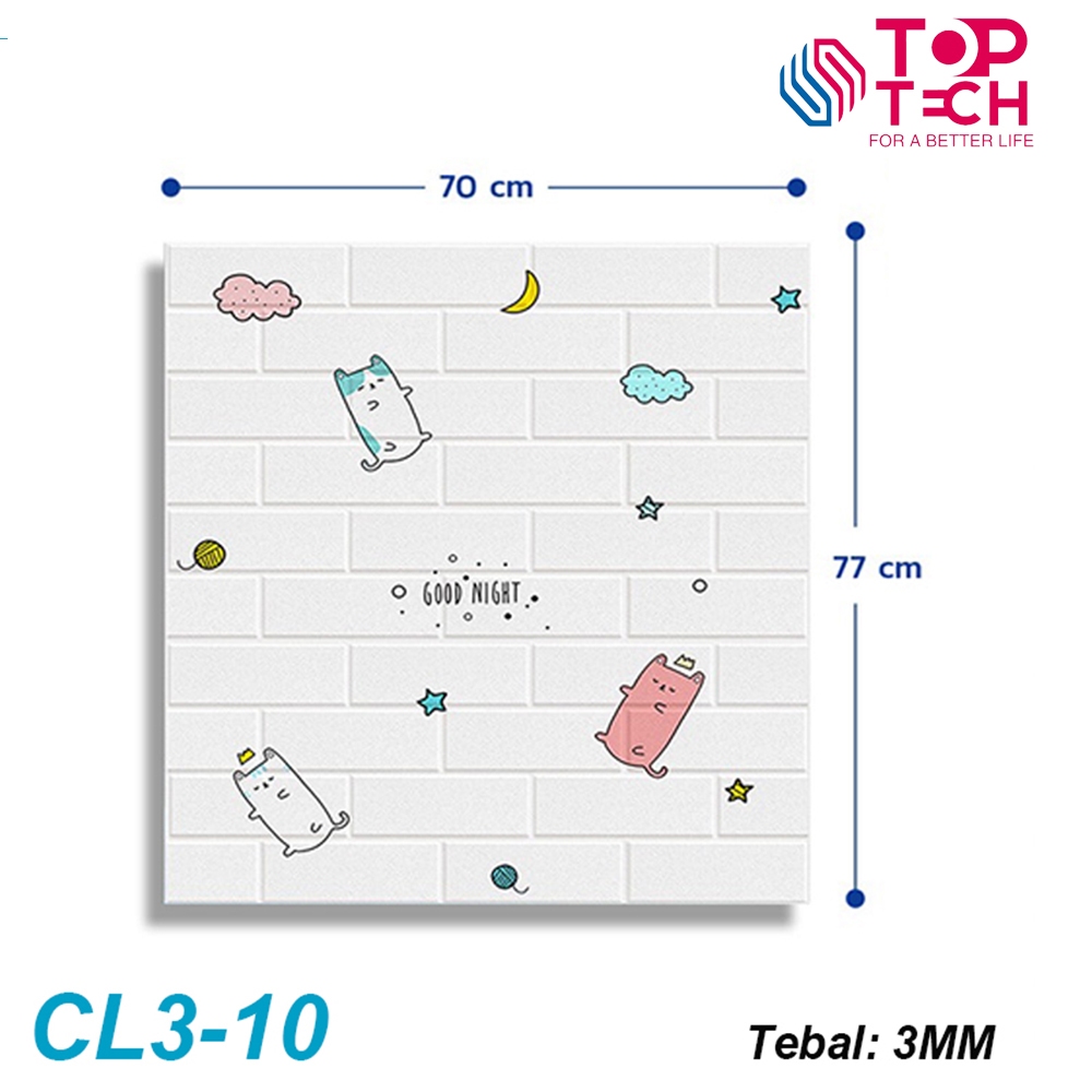 Jual Toptech - WALLPAPER DINGDING 3D FOAM MOTIF BATU BATA 70 X 77 CM DEKORASI DINDING KAMAR ...