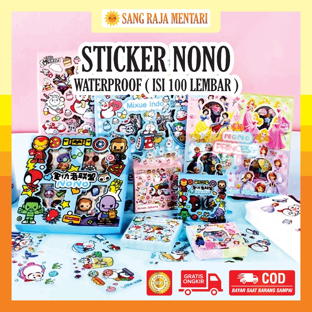 Jual Stiker Nono Momo Anak Perempuan Laki Dapat Box isi 100 Lembar ...