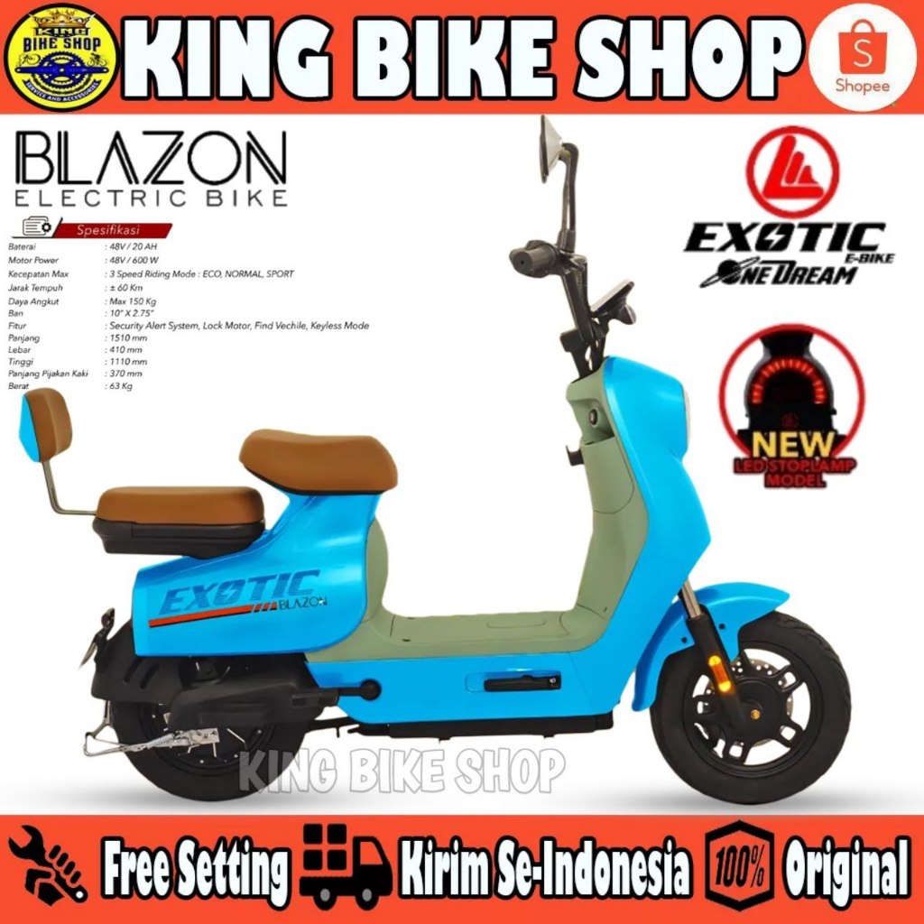 Jual Sepeda Listrik Electric E-Bike EXOTIC BLAZON 600 Watt 20 AH ...