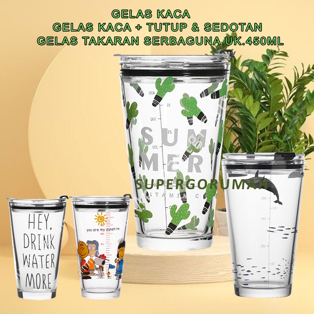 Jual Gelas susu - gelas jus - gelas air - gelas teh - gelas ukur 450ML ...