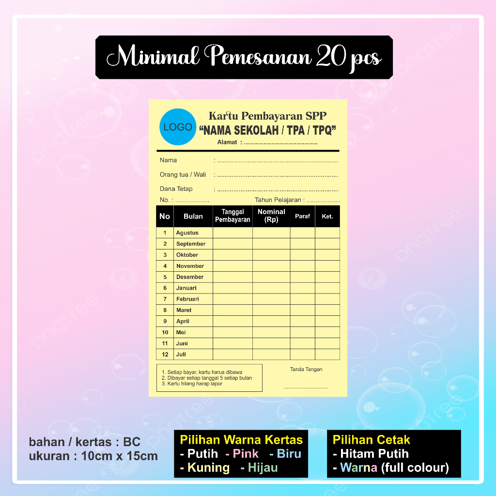 Jual KARTU IURAN RT KARTU IURAN KOS KARTU SPP KARTU KAS KARTU INFAQ SEKOLAH | Shopee Indonesia