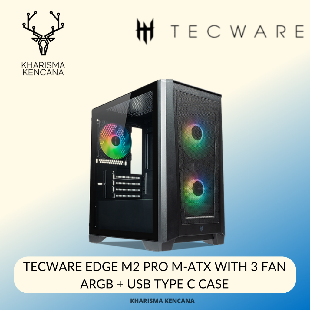 Jual TECWARE EDGE M2 PRO M-ATX WITH 3 FAN ARGB + USB TYPE C CASE ...